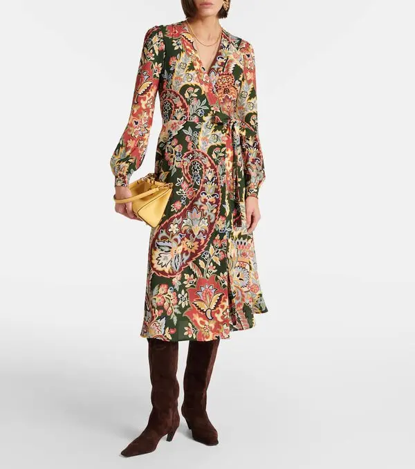 Etro Printed Wrap Midi Dress