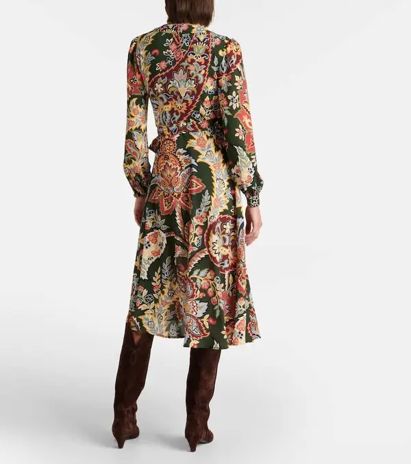 Etro Printed Wrap Midi Dress