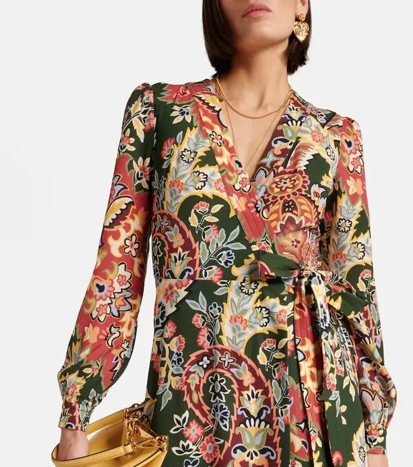 Etro Printed Wrap Midi Dress