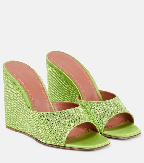 Amina Muaddi Embellished Wedge Sandals