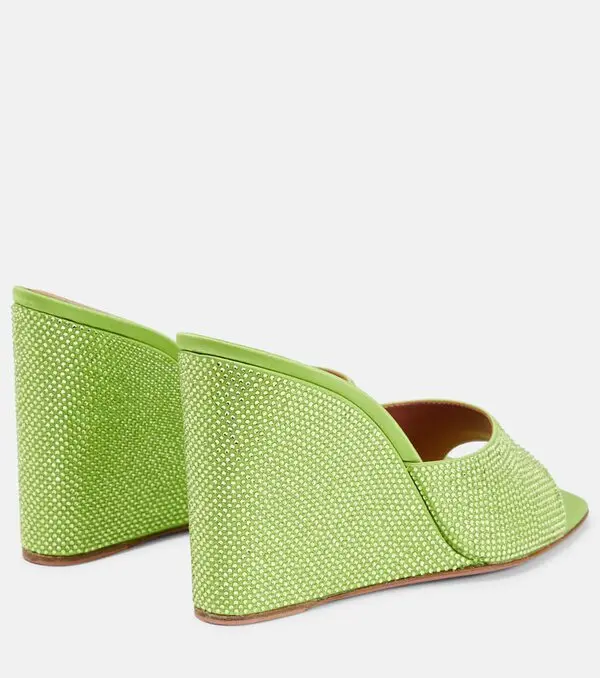 Amina Muaddi Embellished Wedge Sandals