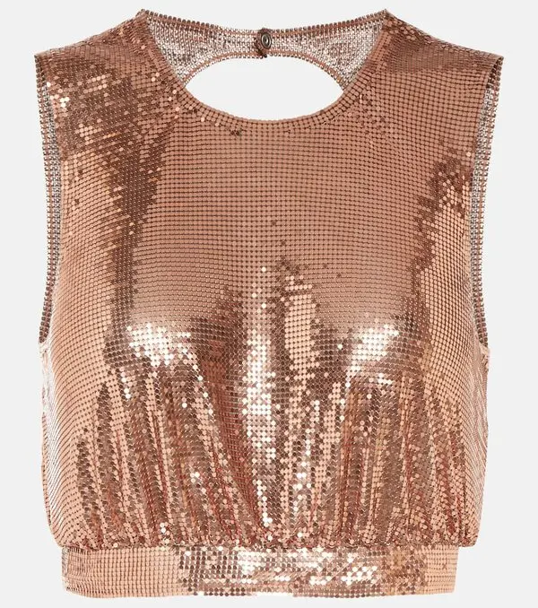 Rabanne Metallic Mesh Cropped Top