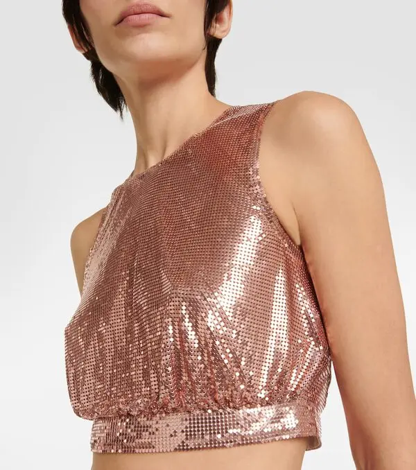 Rabanne Metallic Mesh Cropped Top