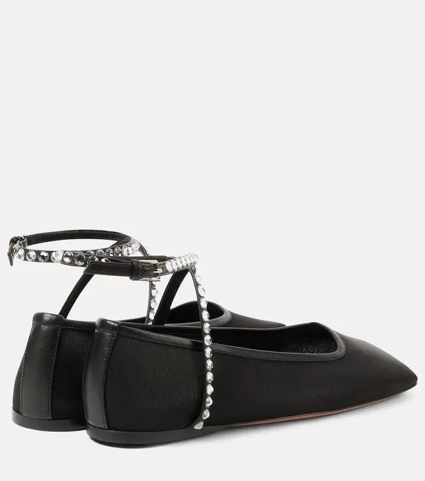 Amina Muaddi Ane Crystal-embellished Flats
