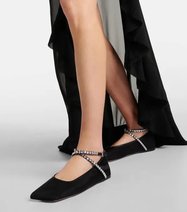 Amina Muaddi Ane Crystal-embellished Flats