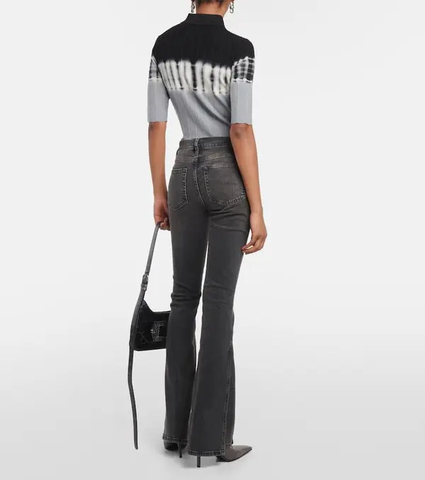 FRAME Le High Flare High-rise Jeans - Black