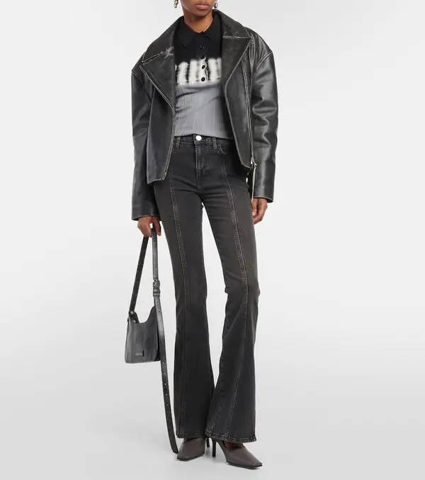 FRAME Le High Flare High-rise Jeans - Black