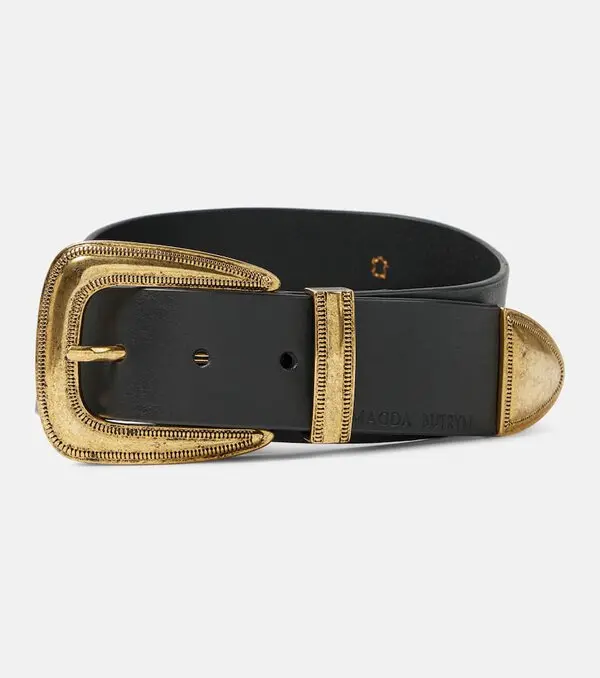 Magda Butrym Leather Belt With Antique Gold Hardware - Black
