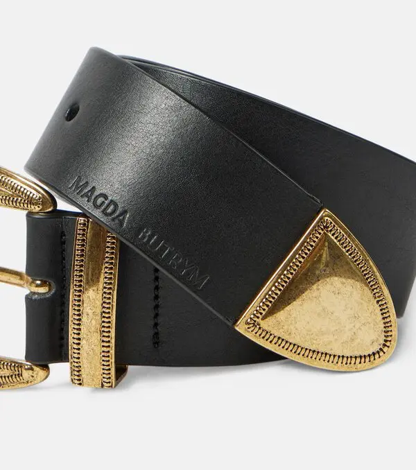 Magda Butrym Leather Belt With Antique Gold Hardware