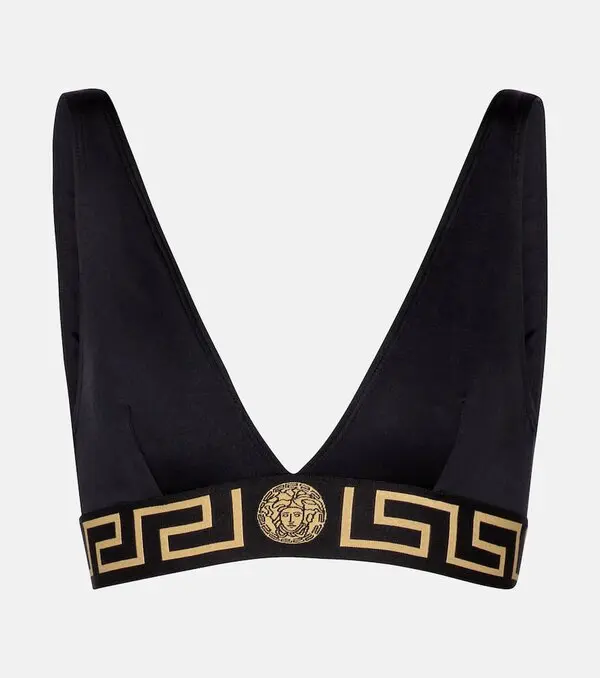 Versace Logo Bikini Top - Black