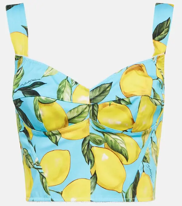 Dolce & Gabbana Printed Cotton-blend Bustier Top