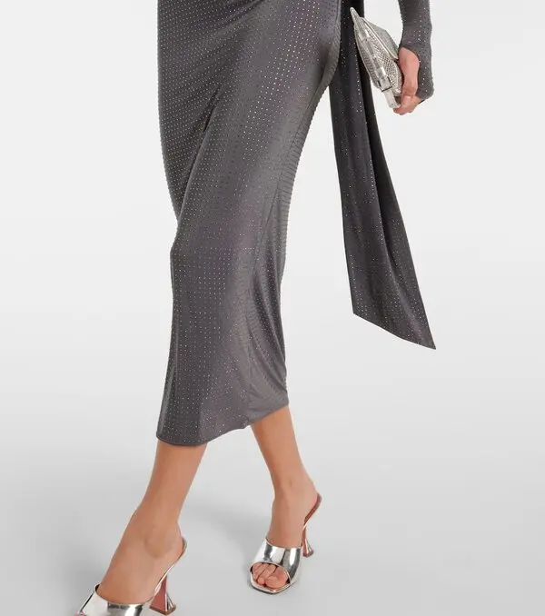 Alex Perry Embellished Jersey Midi Skirt