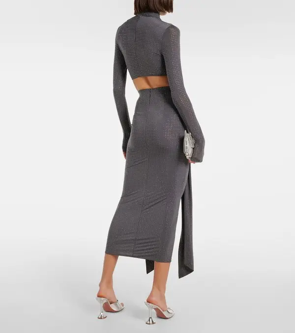 Alex Perry Embellished Jersey Midi Skirt