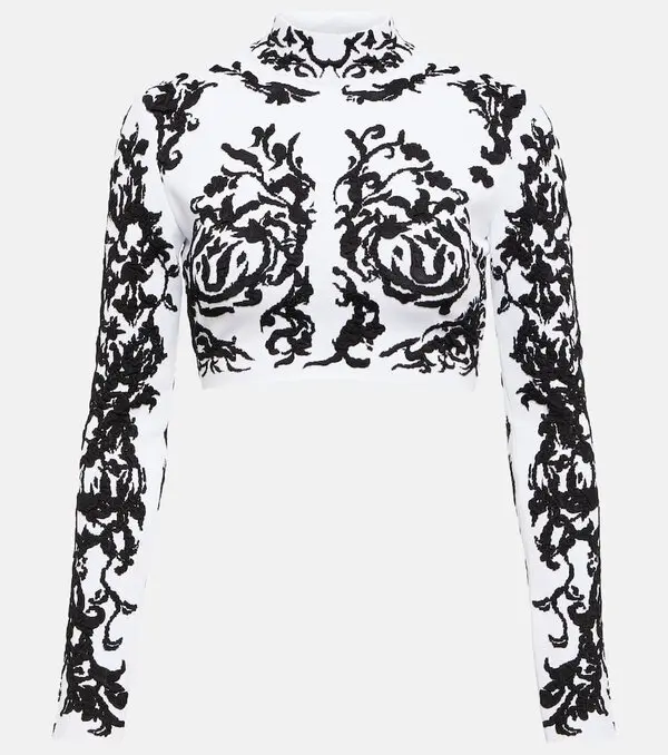 Alaïa Calligraphy Jacquard Crop Top - Multicoloured