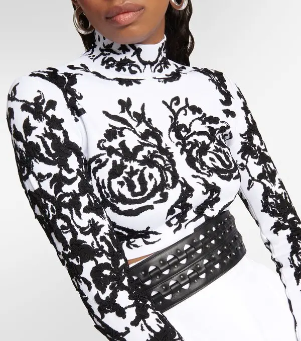 Alaïa Calligraphy Jacquard Crop Top