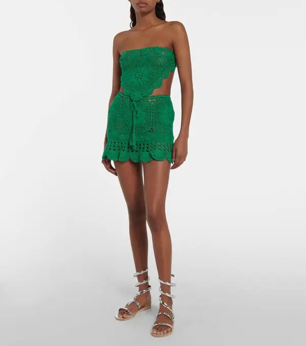 Anna Kosturova Triangular Crochet Top - Green