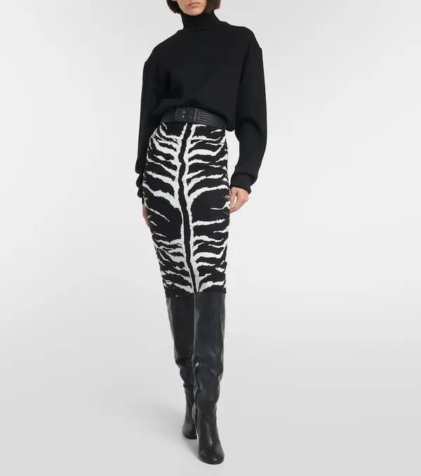 Alaïa Leather Knee-high Wedge Boots - Black