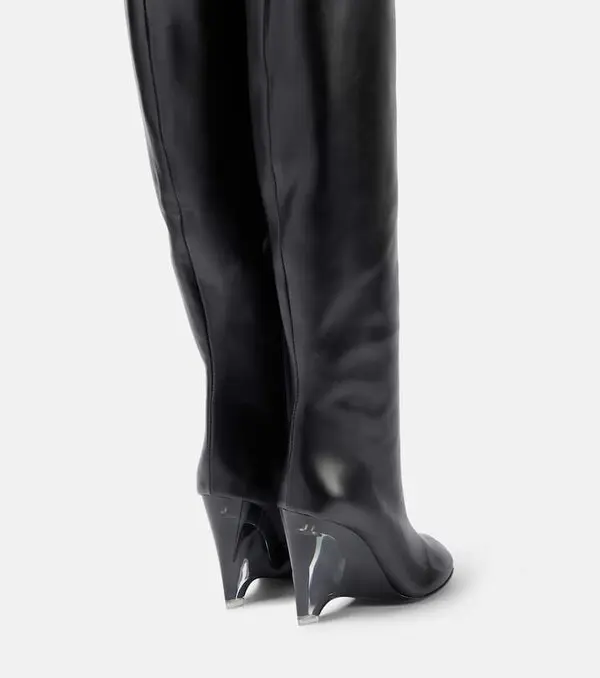 Alaïa Leather Knee-high Wedge Boots - Black