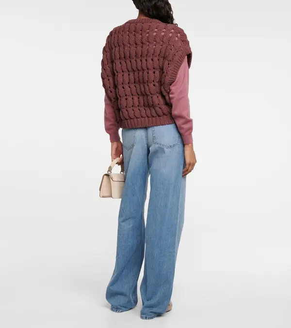 Brunello Cucinelli Open-work Cotton-blend Top