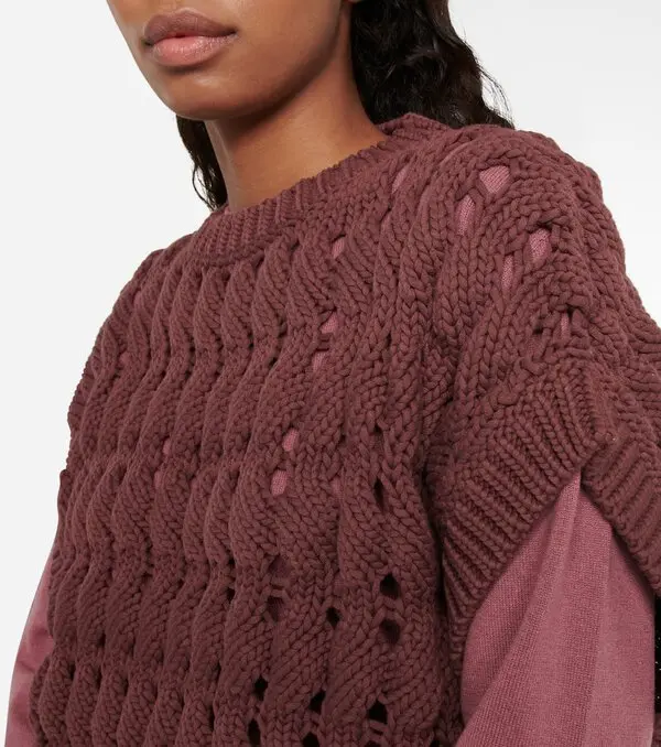 Brunello Cucinelli Open-work Cotton-blend Top