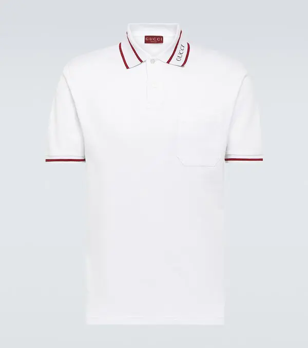Gucci Web Cotton Pique Polo Shirt - White