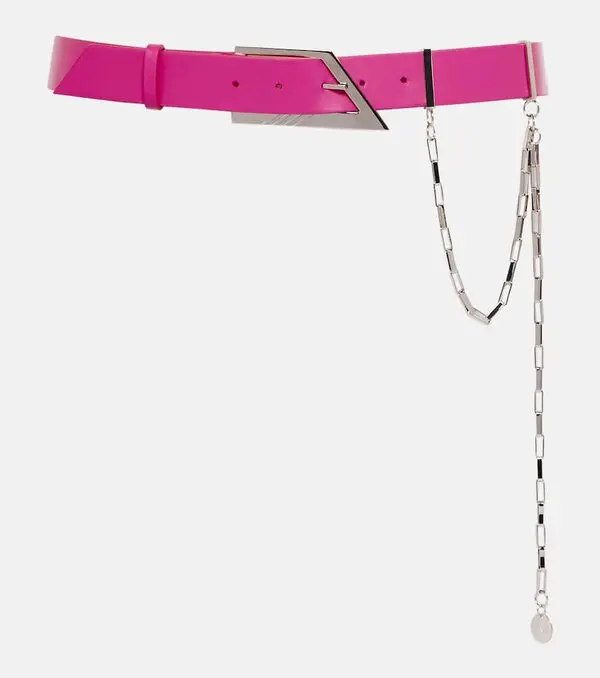 Attico Chain Leather Belt - Pink