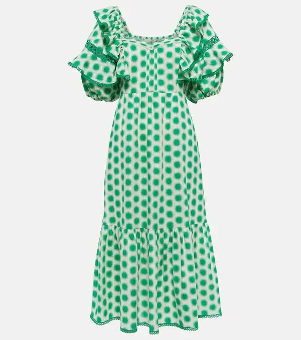 Diane Von Furstenberg Oliver Lace Trimmed Cotton Midi Dress - Multicoloured