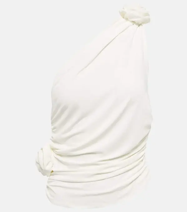 Magda Butrym Floral Appliquéd One-shoulder Top - White