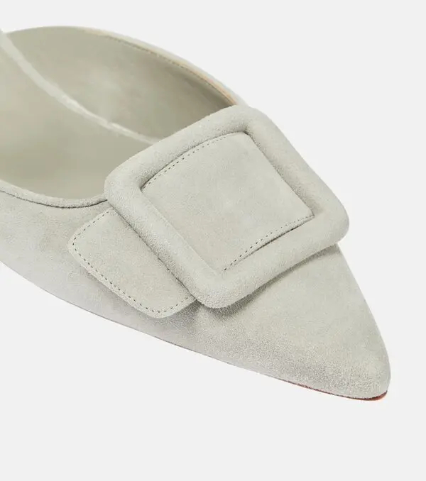 Manolo Blahnik Maysale Suede Mules - Grey