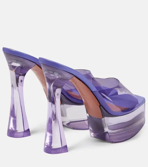Amina Muaddi Dalida Glass Platform Mules