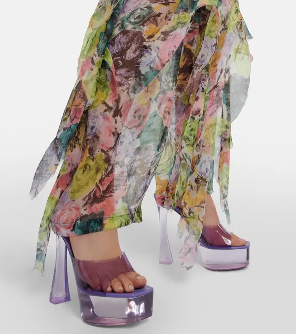 Amina Muaddi Dalida Glass Platform Mules