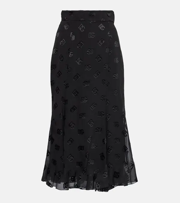Dolce & Gabbana Devoré Satin Midi Skirt