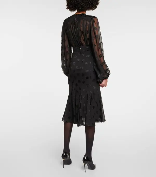 Dolce & Gabbana Devoré Satin Midi Skirt