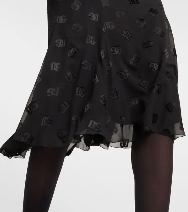 Dolce & Gabbana Devoré Satin Midi Skirt