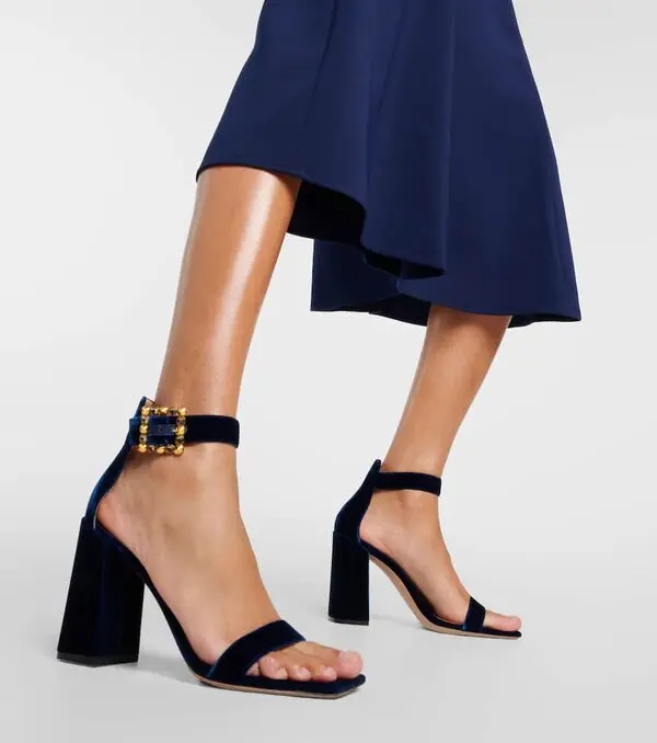 GIANVITO ROSSI Wondy Embellished Velvet Sandals