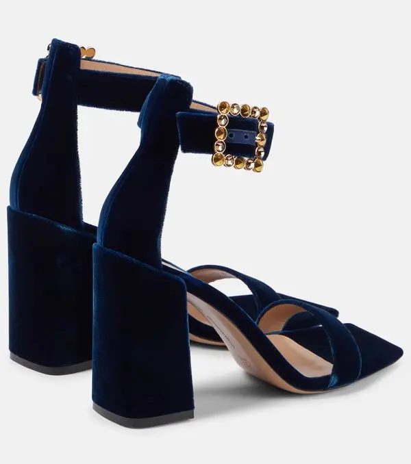 GIANVITO ROSSI Wondy Embellished Velvet Sandals
