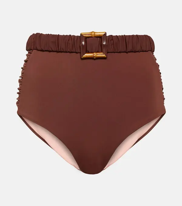 Johanna Ortiz Belted High-rise Bikini Bottom - Multicoloured