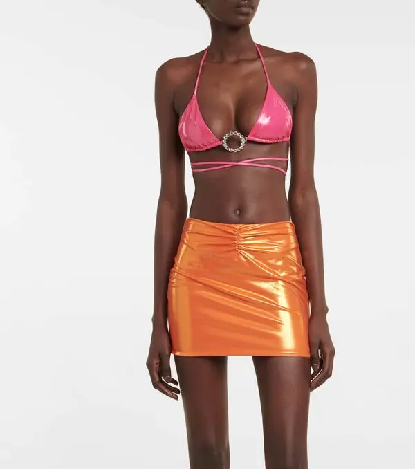 Alessandra Rich Metallic Miniskirt - Orange