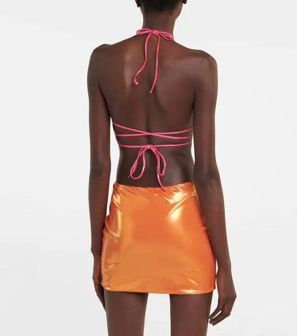 Alessandra Rich Metallic Miniskirt - Orange