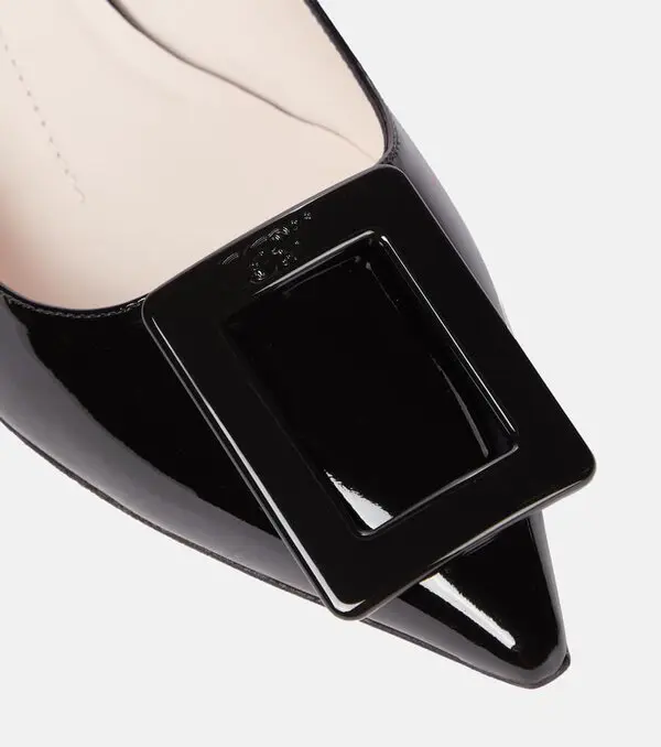 ROGER VIVIER Virgule Leather Slingback Pumps - Black