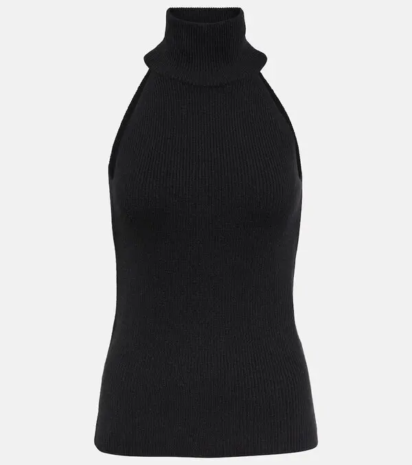 LISA YANG Freya Turtleneck Cashmere Tank Top - Black