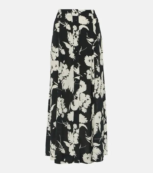 GANNI Floral Crepe Maxi Skirt