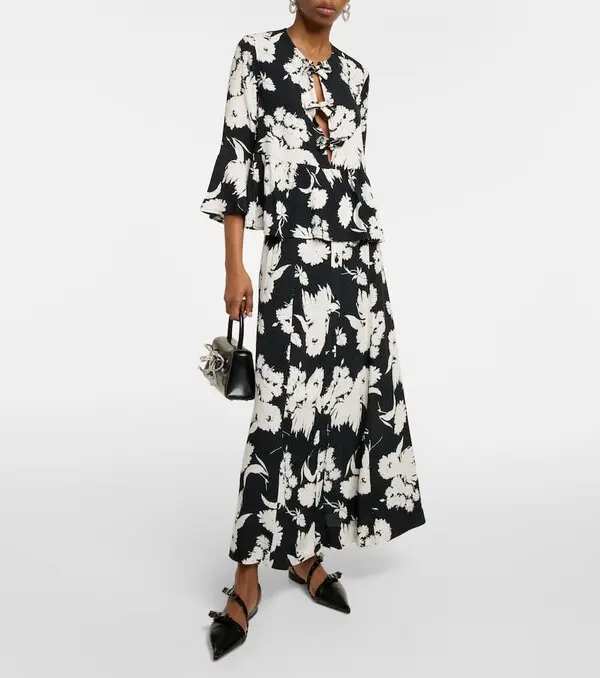 GANNI Floral Crepe Maxi Skirt
