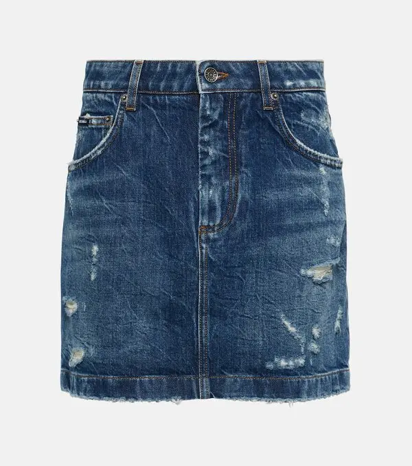 Dolce & Gabbana Distressed Denim Mini Skirt