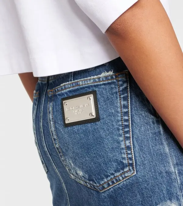 Dolce & Gabbana Distressed Denim Mini Skirt