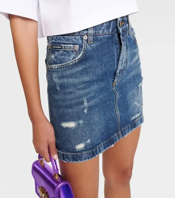 Dolce & Gabbana Distressed Denim Mini Skirt