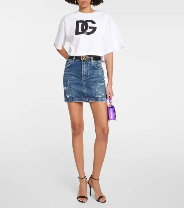 Dolce & Gabbana Distressed Denim Mini Skirt