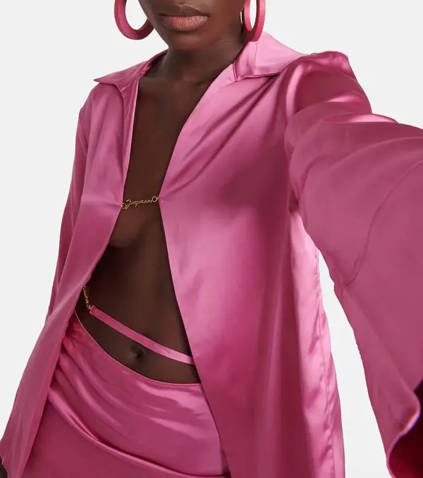 Jacquemus La Chemise Notte Satin Shirt - Pink