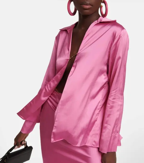 Jacquemus La Chemise Notte Satin Shirt - Pink