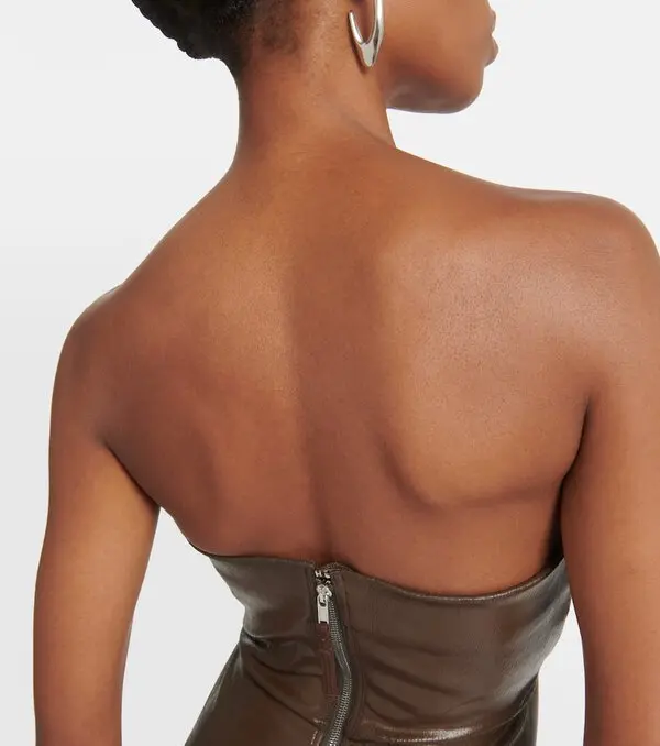Rick Owens Strapless Coated Denim Gown - Brown